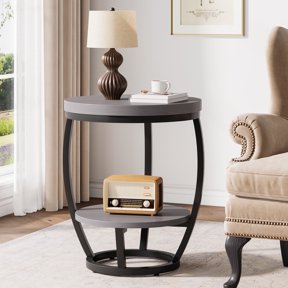 "CAIDI 24"" Rotating End Table with Storage, Magazine Rack and Drawers ...