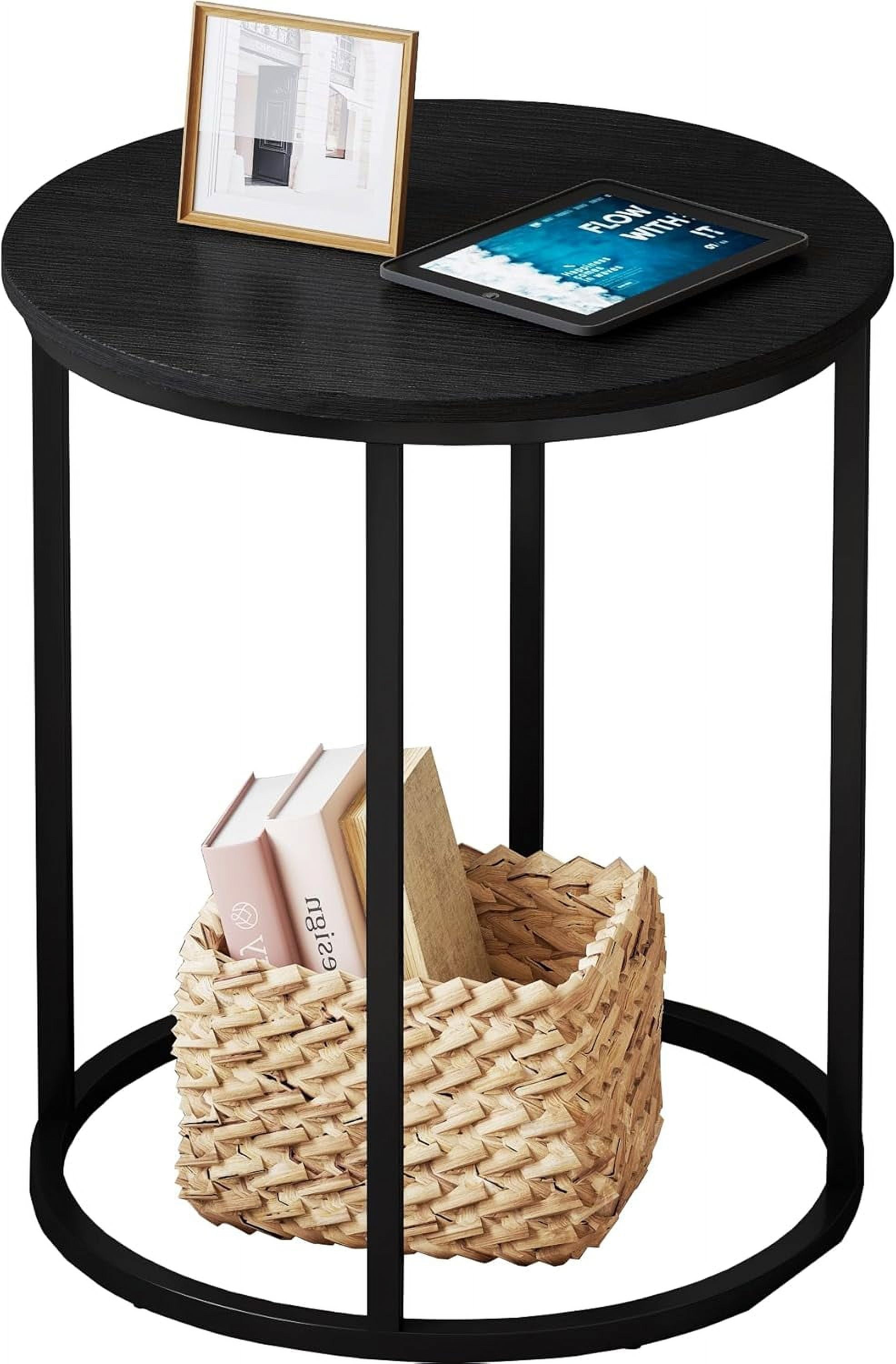 Round End Table, 20" Accent Small Side Table Suitable for Hiding Trash Can, Nightstand Modern ...