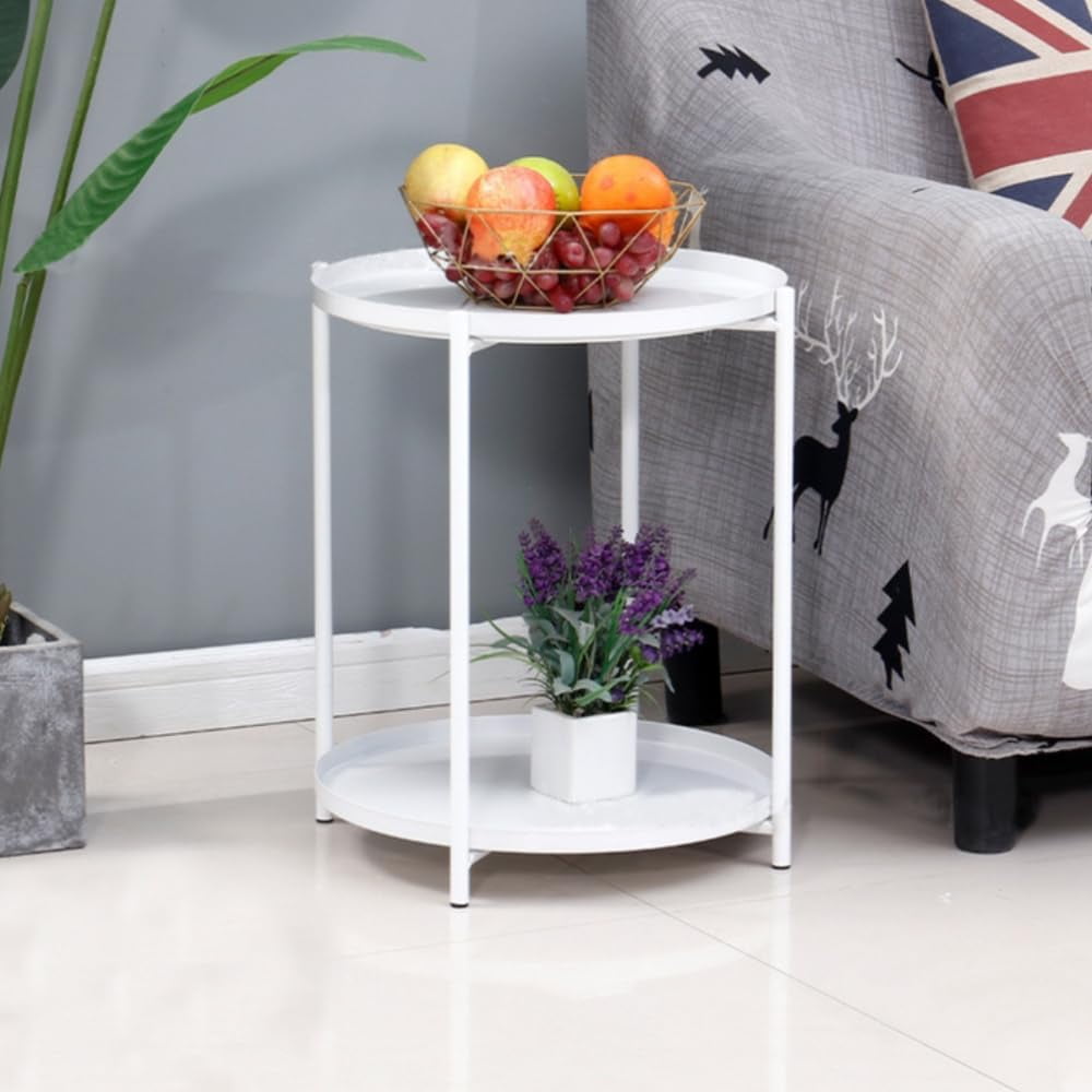 Round End Table, Metal Side Table Simplistic Sofa Coffee Side Tables ...