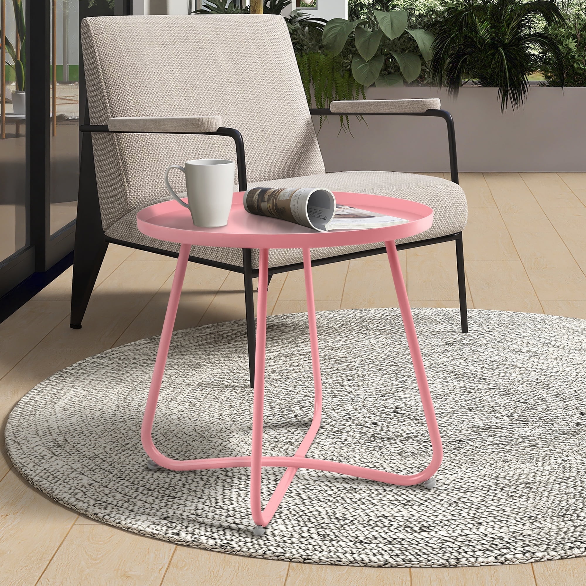 TY Arts & Culture Sophia Modern Pink Metal Round End Table - Walmart.com