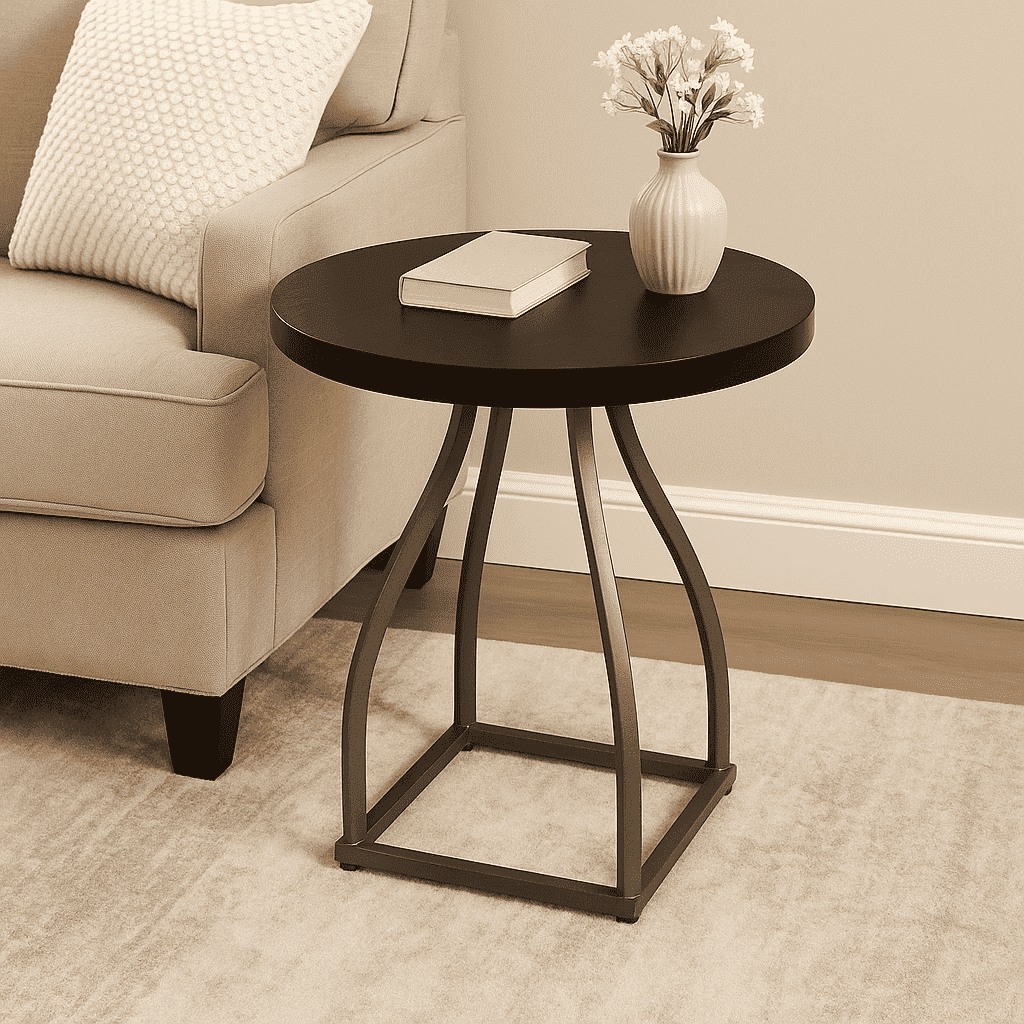 20" Round End Table, Modern Side Table, Accent Tables for Small Spaces, Bed Side Table with ...