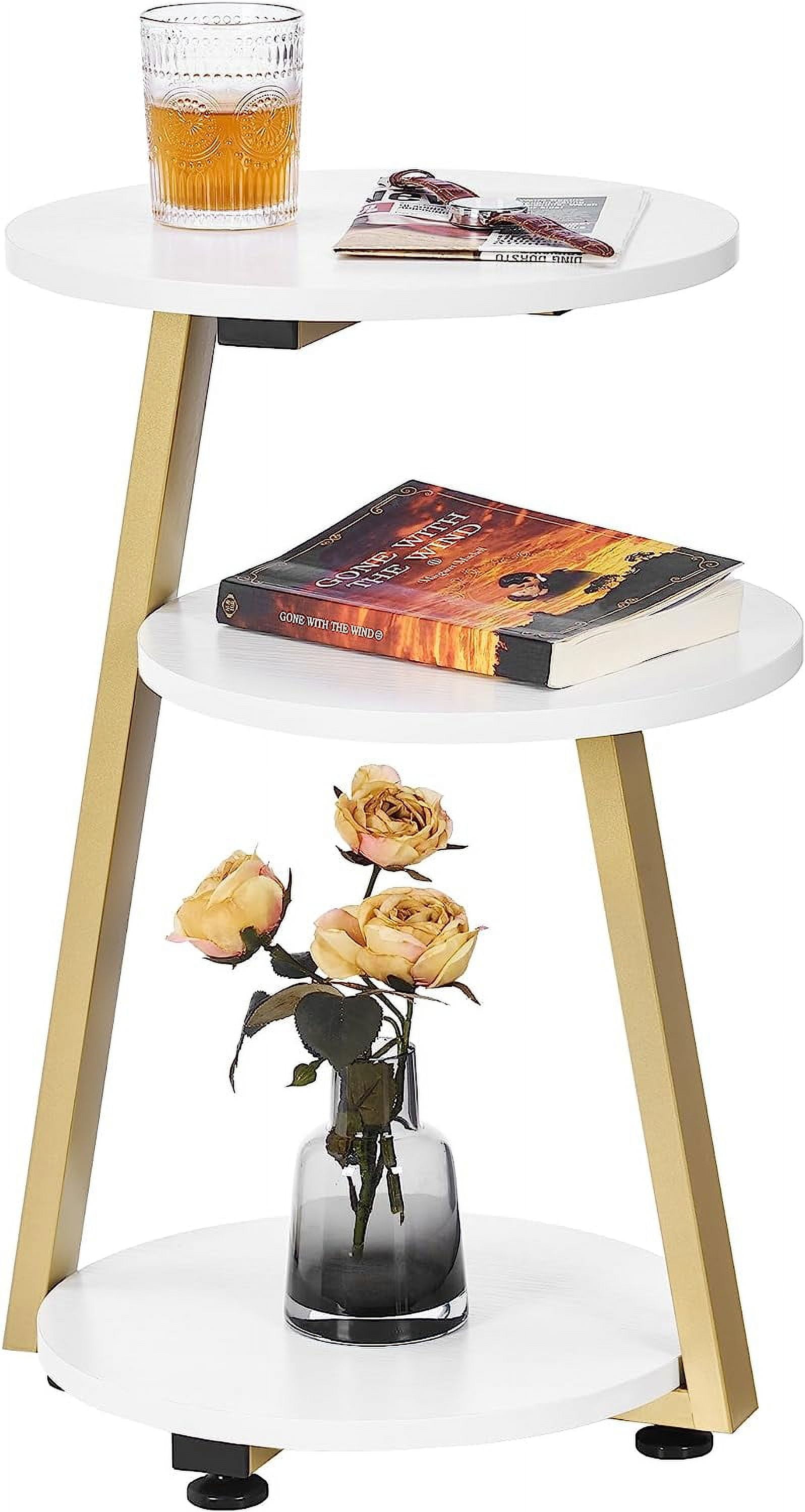 Round End Table Side Table with Metal Frame, Accent Bedside Table ...