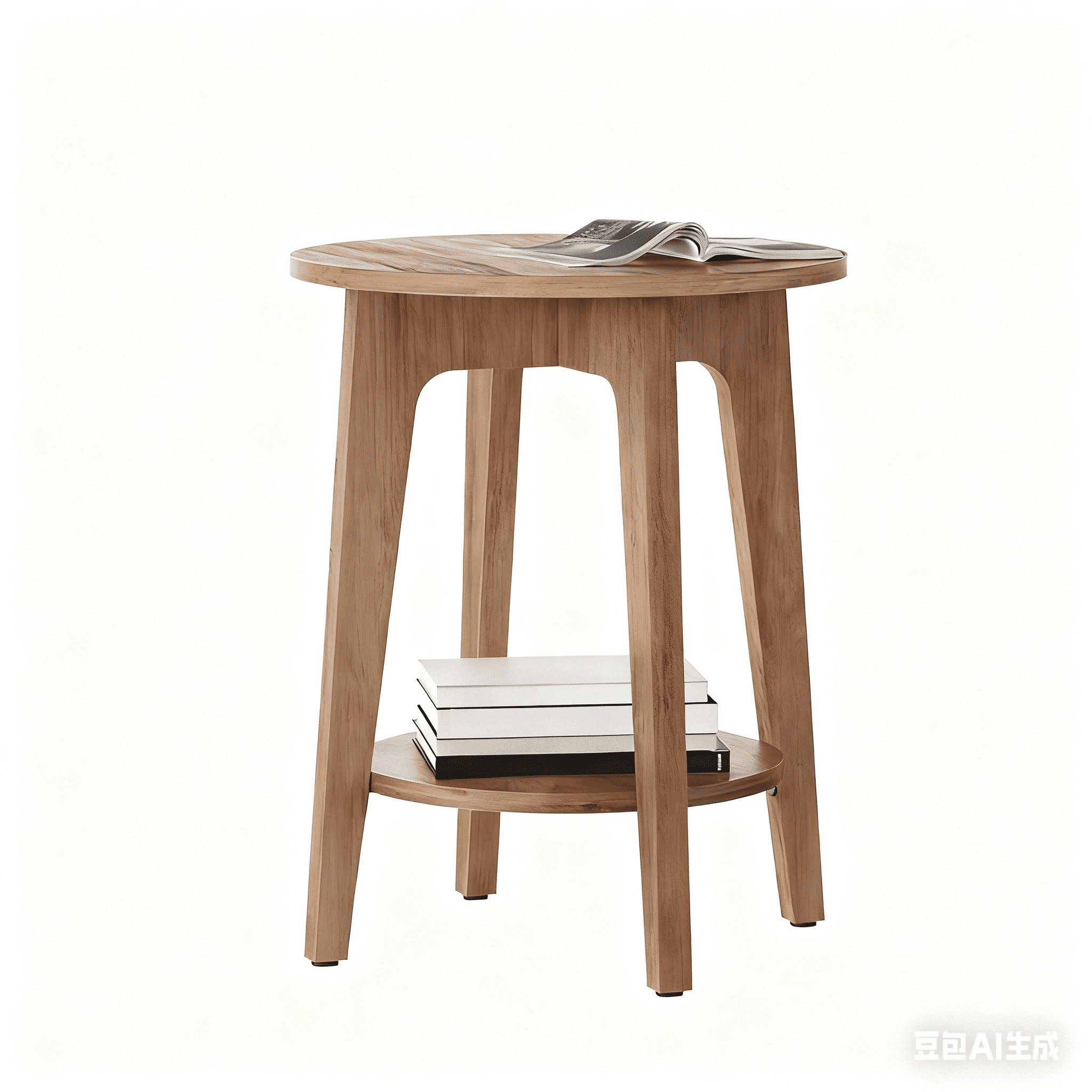 Round Side Table, 2-Tier Small Side Table, Wooden Side Tables for ...