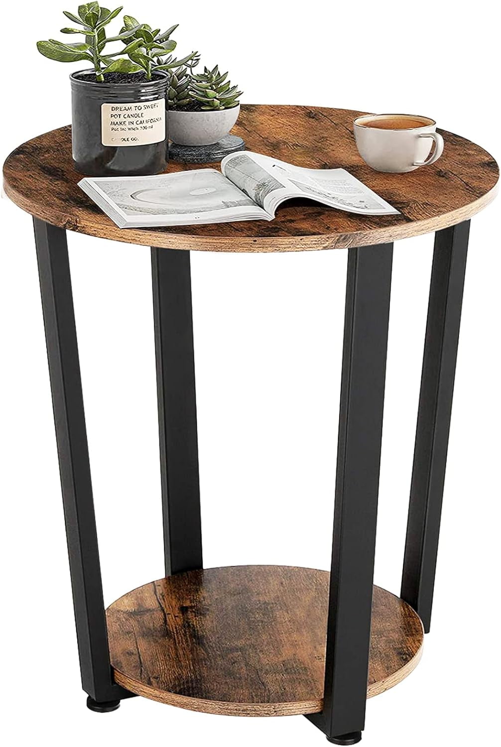 Round End Table Side Table for Small Spaces Small Round Coffee Table ...