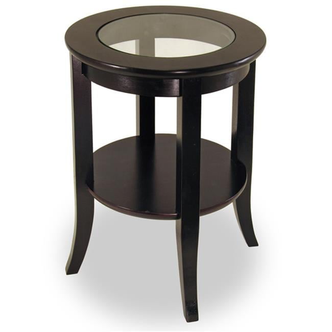 Round End Table with Glass Top - Espresso - 18.5in.(W) x 18.5in.(D) x ...