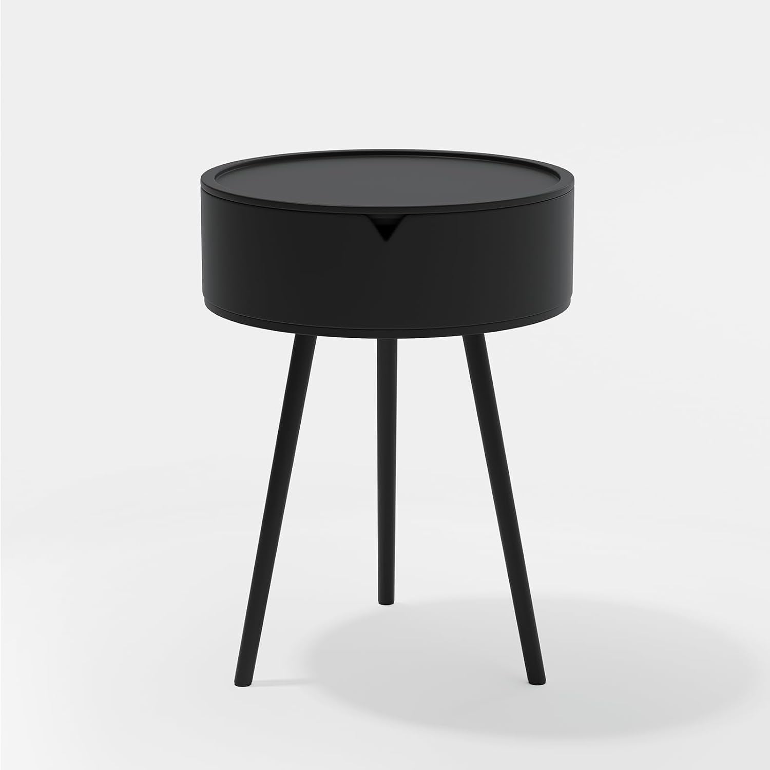 Round End Table with Storage for Living Room, Modern Small Side Table for Small Spaces ...