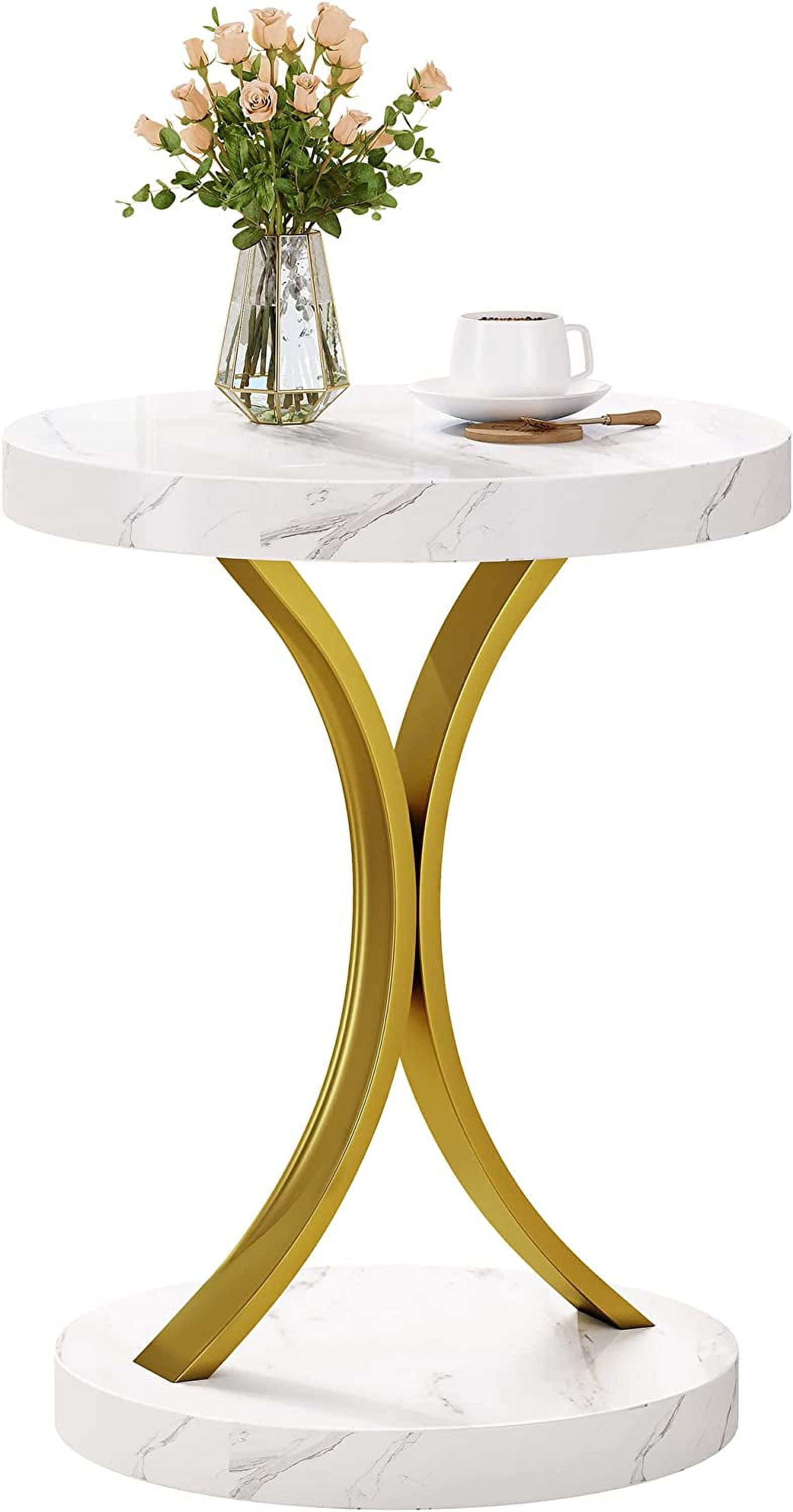 Round End Tables, Modern Gold Side Table with Metal Frame and Faux ...