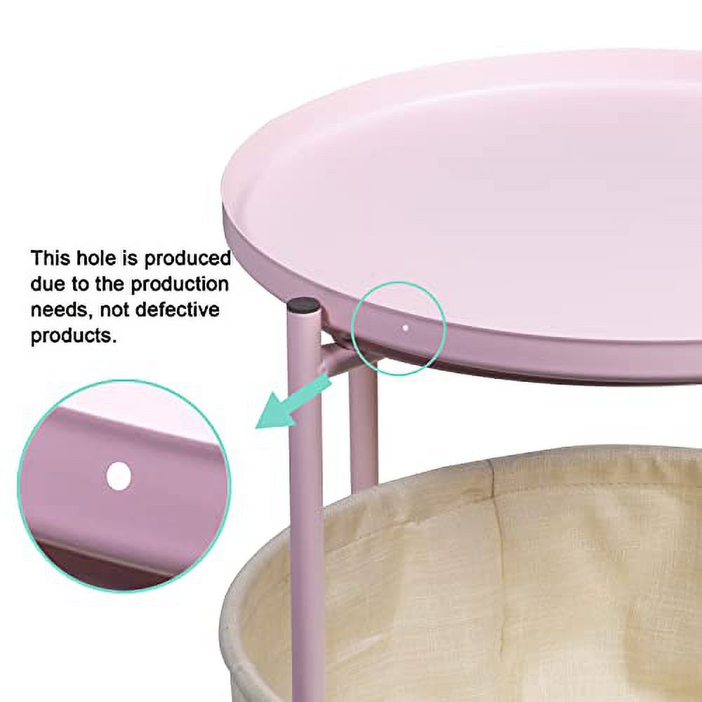 Round End Tables with Storage Basket,Small Side Table Nightstand Wood ...