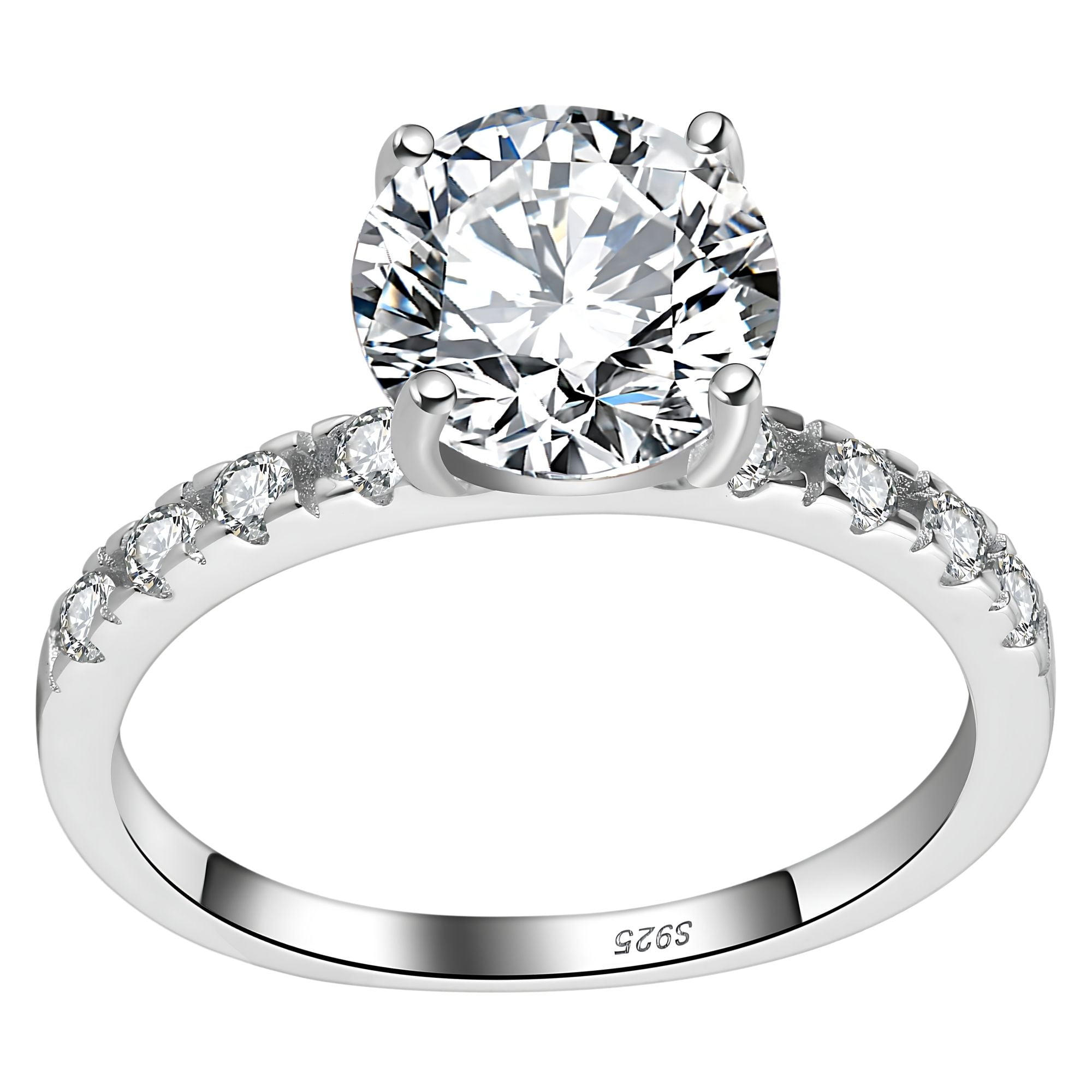 Round Engagement Ring for Women by Ginger Lyne 2 Ct Sterling Silver ...