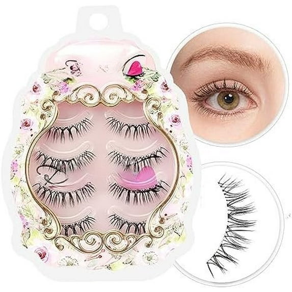 Round Eyes False Eyelashes - -Thin Invisible Band Eye Lashes for Volume ...