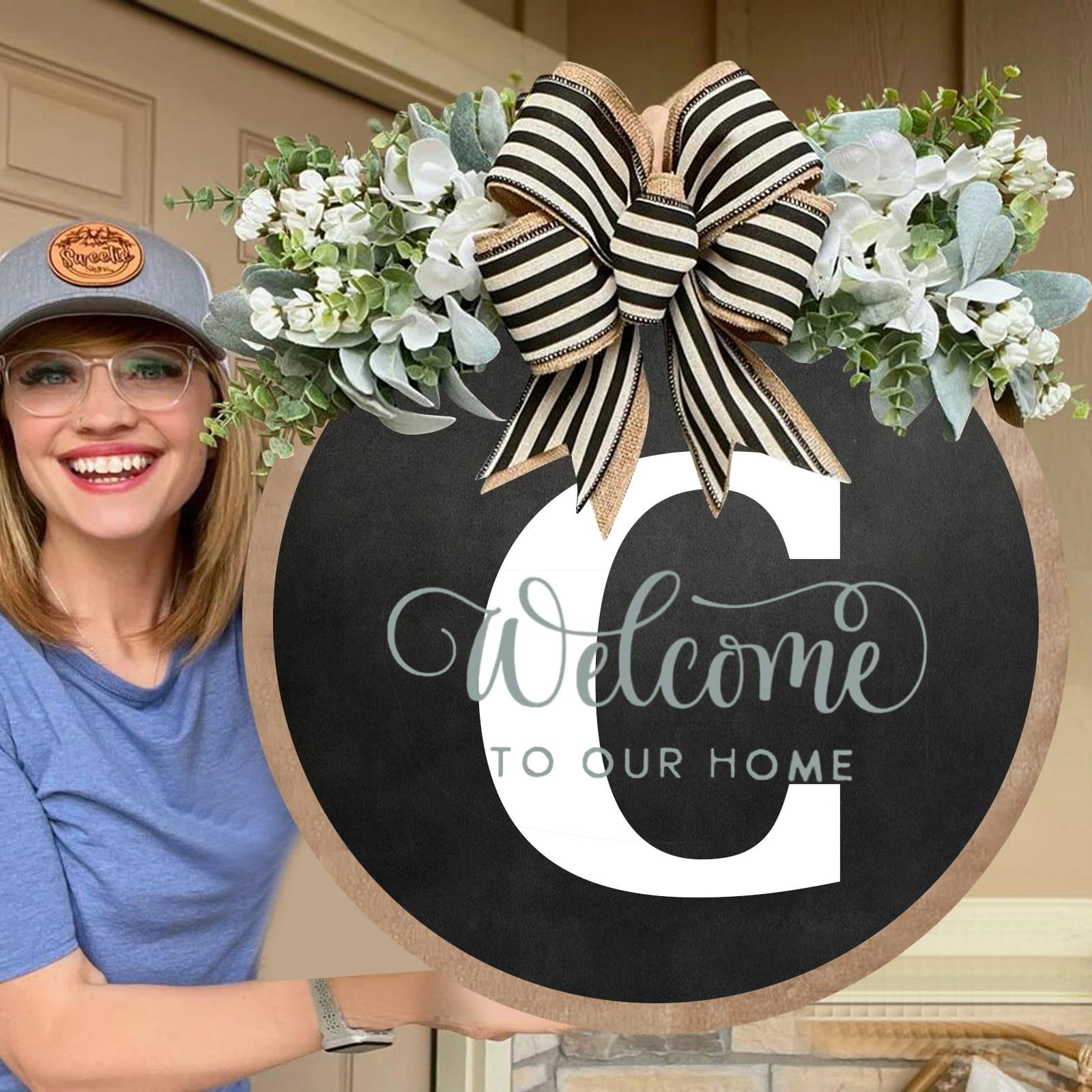 Round Family Name Letter Door Sign A-Z Letter C a - Unique a Z Last ...