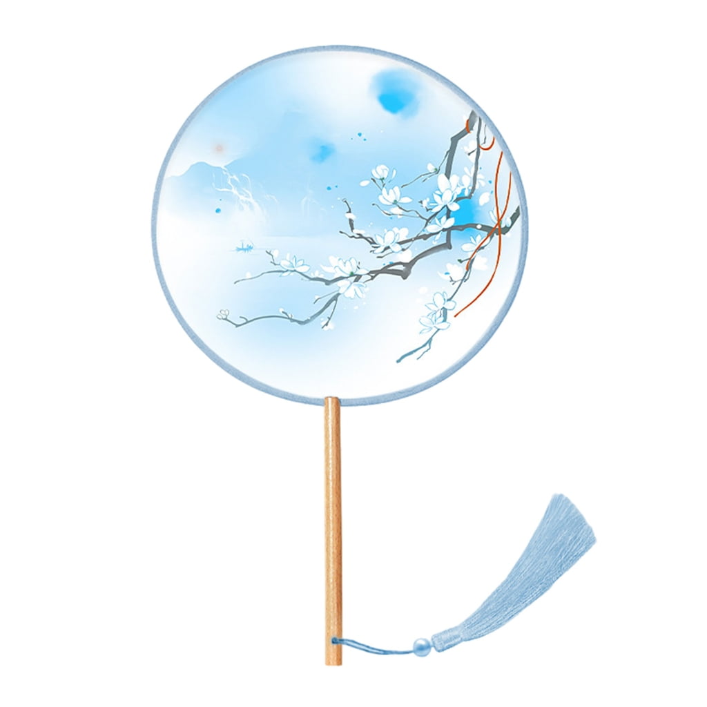 Round Fan Chinese Pattern Classical Silk Fan Hand Tassels Fan - Walmart.com