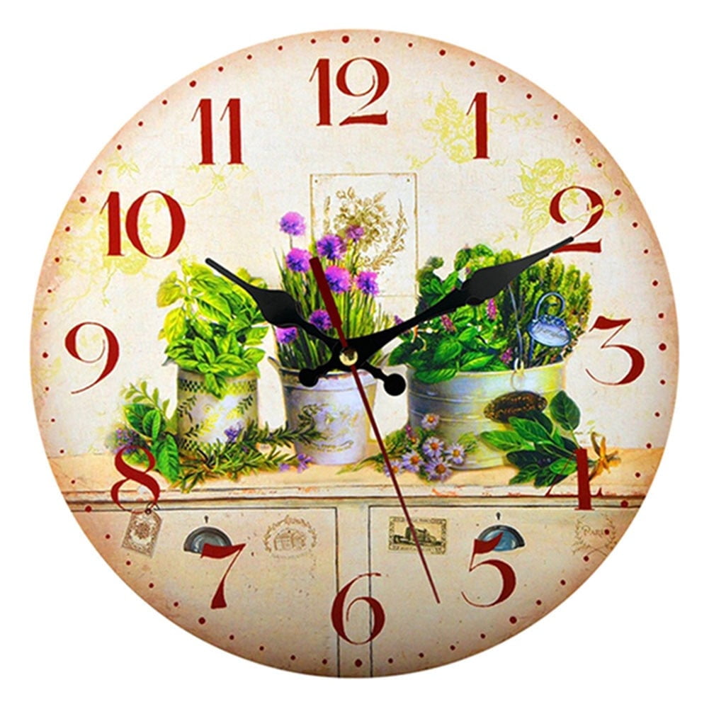Round Farmhouse Wall Clock 12 Inch Decorative Wood Rustic Home Decor ...