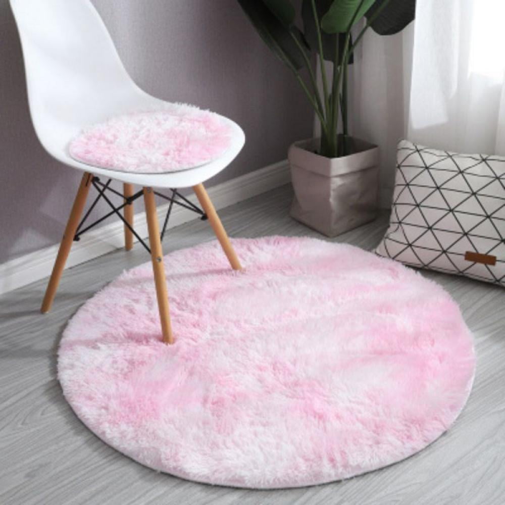 Round Faux Fur Area Rug Fluffy Circle Rug 31.5" for Kids Girls Bedroom ...
