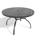 Round Faux Wood Slat Patio Table 47 Inch with Umbrella Hole, Realistic ...