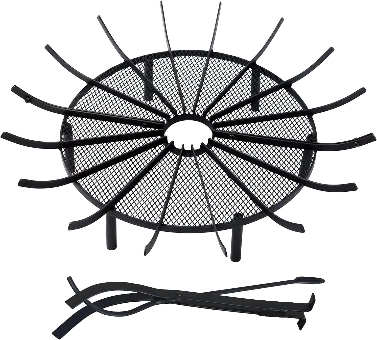 Round Fire Pit Grate Log Spider Grate Wheel Firewood Grate for Outdoor ...