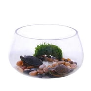 Miumaeov Bamboo Fish Bowl Office Glass Aquarium Mini Fish Tank ...