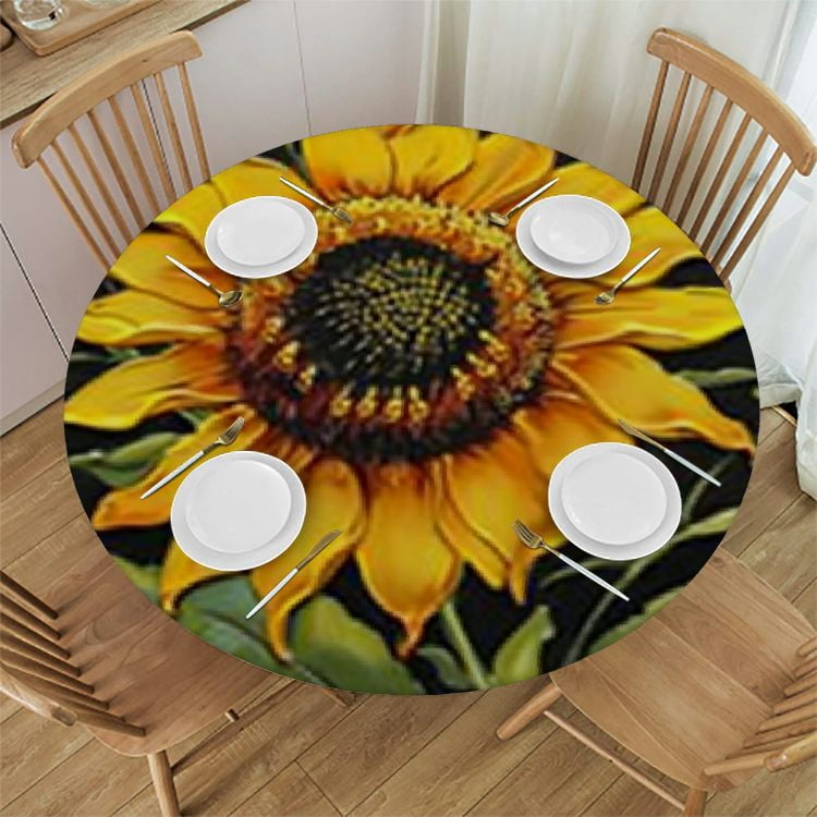 Round Fitted Diameter Tables,Waterproof Wipeable Round Table Cover for ...