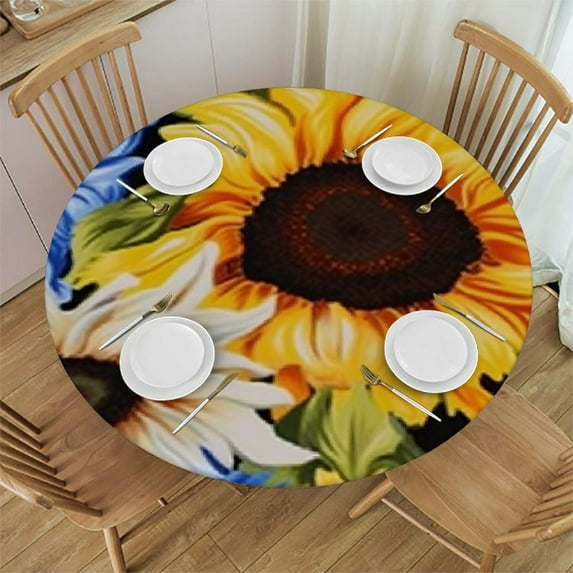 Round Fitted Diameter Tables,Waterproof Wipeable Round Table Cover for ...