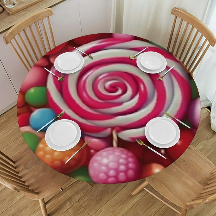 Round Fitted Table Cloth Elastic Tablecloth for Round Tables ...