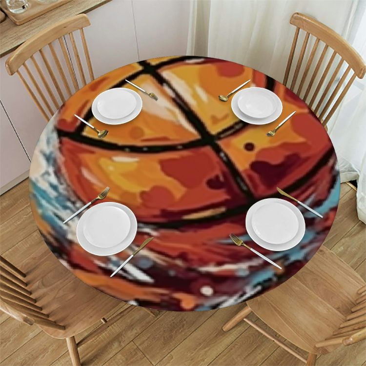 Round Fitted Table Cloth for Round Tables, Waterproof Table Cover ...