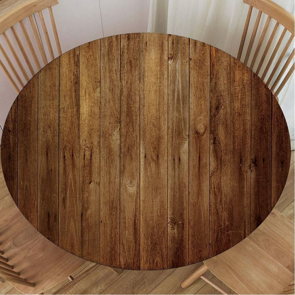 Round Fitted Table Cloths Old Wood Texture Background Table Top Covers ...