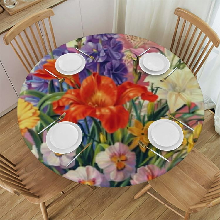 Round , Fitted Table Cover with Table Cloth Party s - Walmart.com