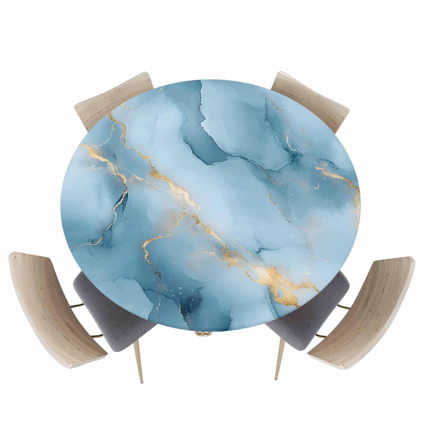Round Fitted Tablecloth,Abstract Gradient Marble Texture Circle Table ...