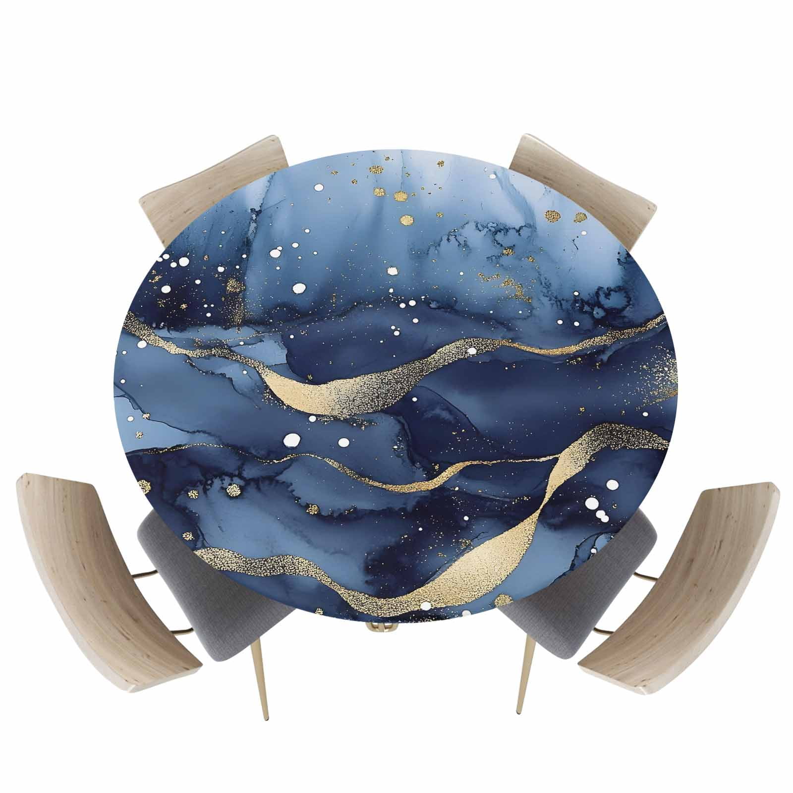 Round Fitted Tablecloth,Abstract Marble Gradient Texture Circle Table ...