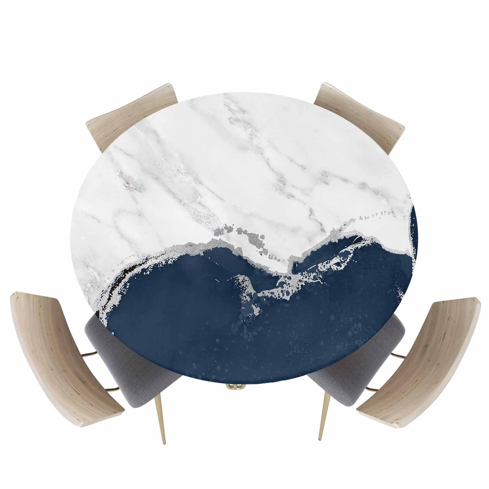 Round Fitted Tablecloth,Abstract Marble Stone Texture Circle Table ...