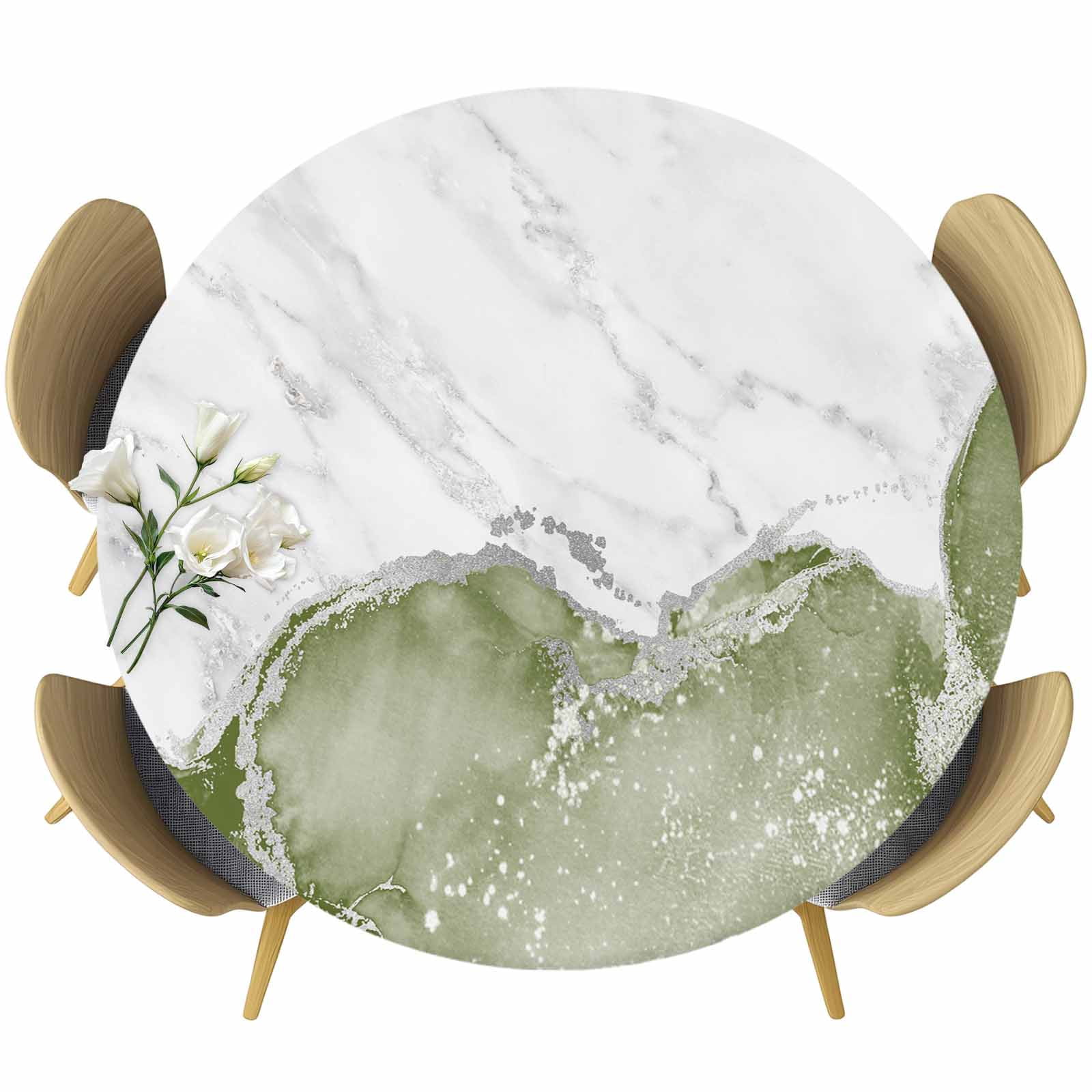 Round Fitted Tablecloth,Abstract Marble Stone Texture Circle Table ...