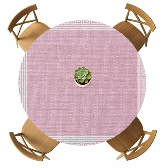 Round Fitted Tablecloth with Elastic Pink Linen Key Design Tablecloths ...
