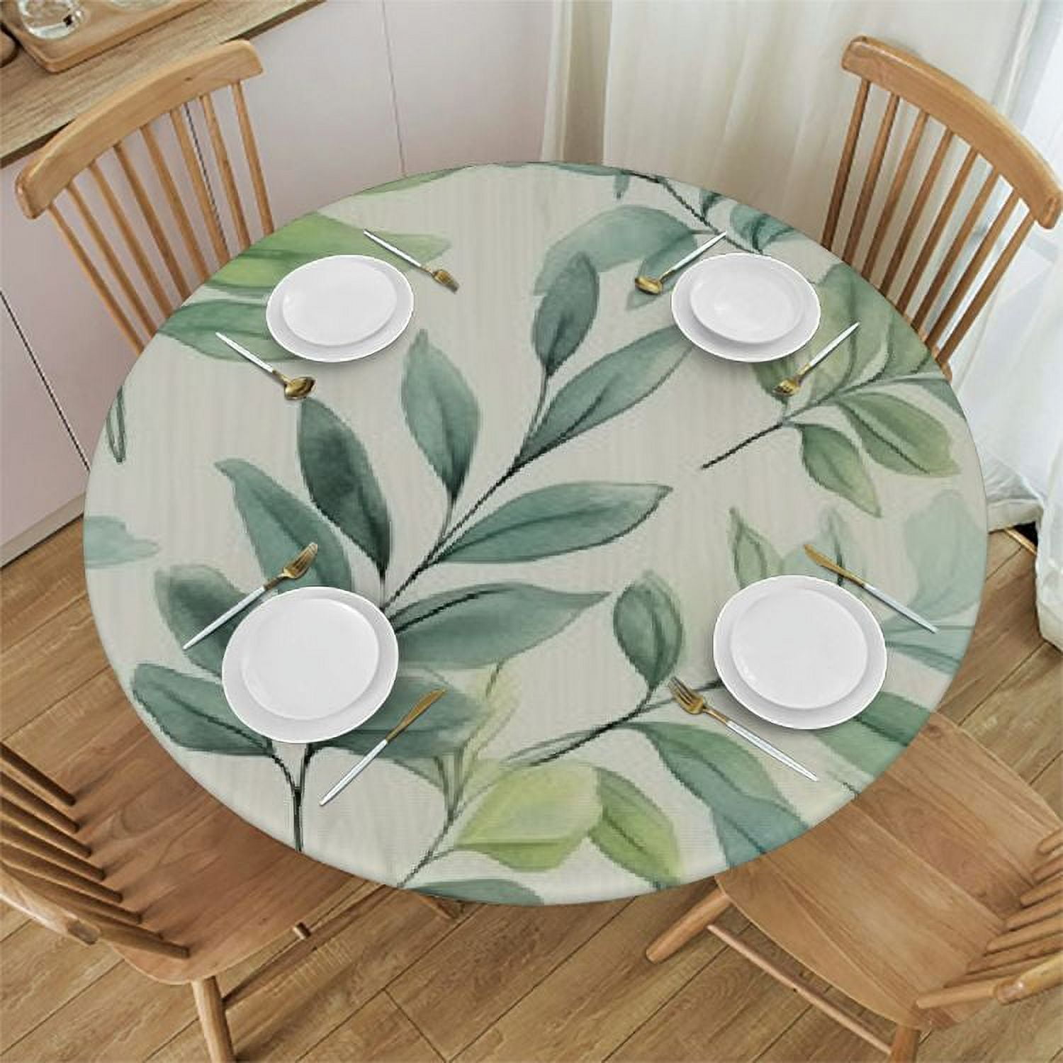 Round Fitted Tablecloth Farm Table Cloth with Elastic Edged Waterproof ...