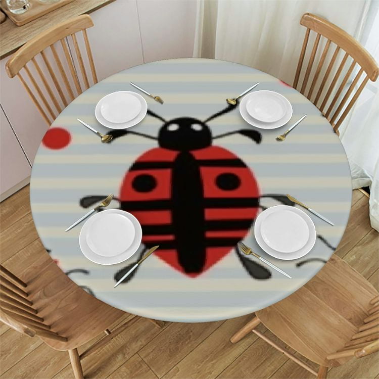 Round Fitted Tablecloth Round Table Cloth with Elastic Edged Cute ...