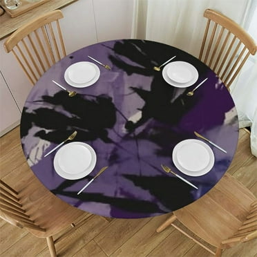 Round Waterproof Table Cover Elastic Tablecloth Vinyl Fitted Table ...