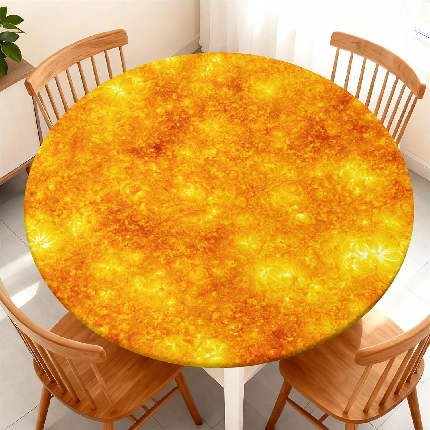 Round Fitted Tablecloth with Elastic Edge Design Table Cover Waterproof ...