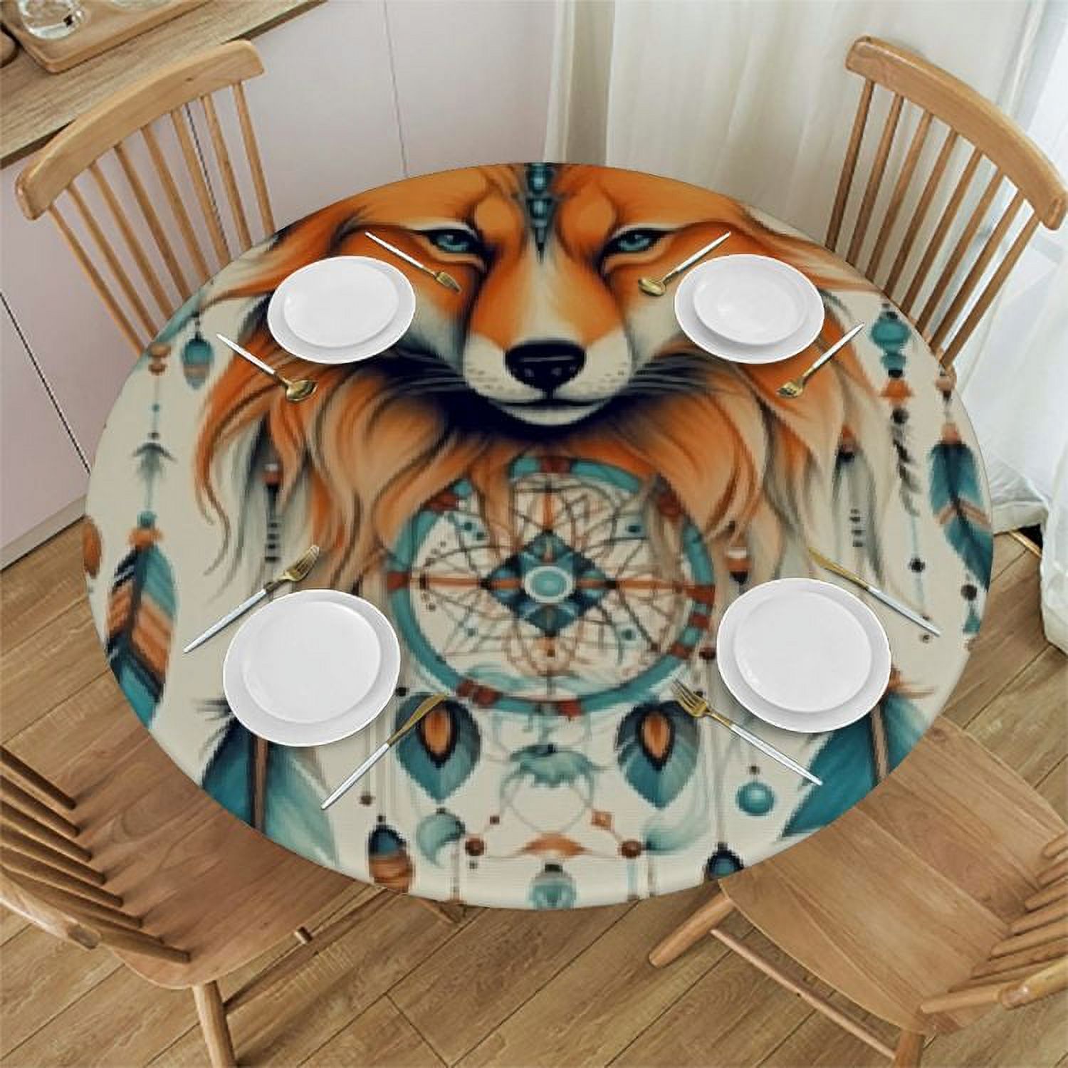 Round Fitted Tablecloth with Elastic Edge Fitted Table Cloth for Round ...