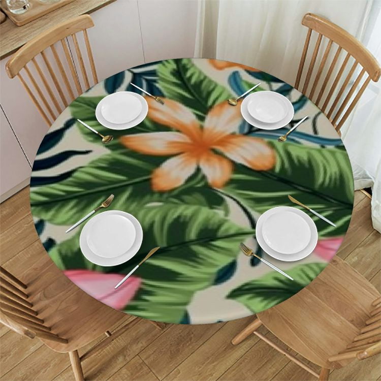 Round Fitted Tablecloth with Elastic Edge Small Round Table Cover ...