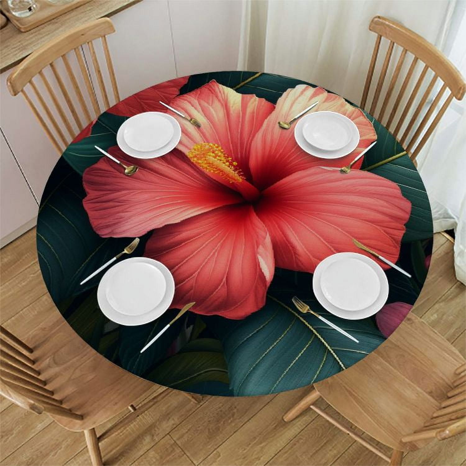 Round Fitted Tablecloth with Elastic Round Outdoor Tablecloths Fitted ...