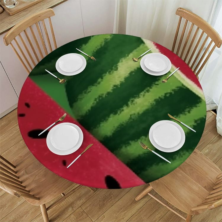 Round Fitted Tablecloth with Elastic Watermelons Design Patio Table ...