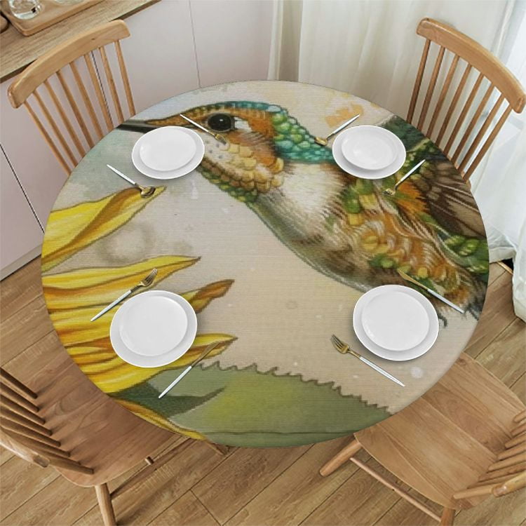 Round Fitted with Elastic Edge, Table Cover Wipeable Table Cloths for ...
