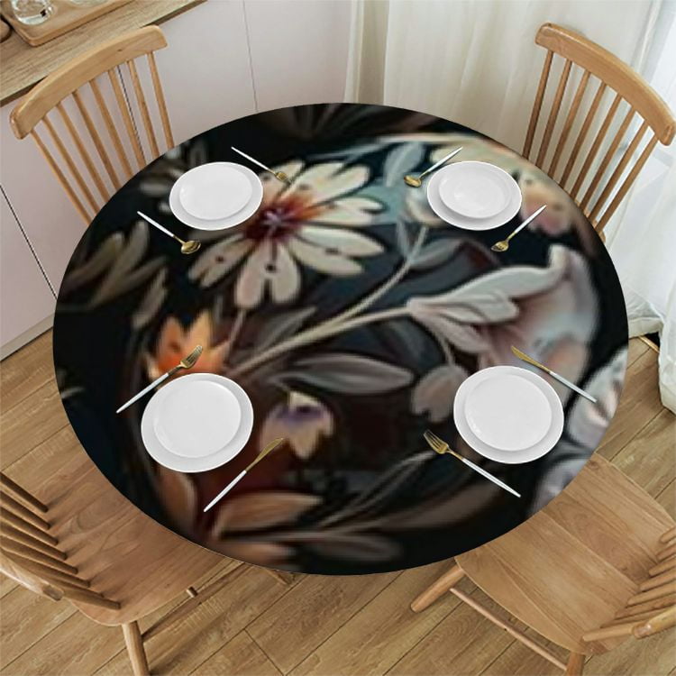 Round Fitted with Elastic Edge Waterproof Elastic Fitted Table Covers ...