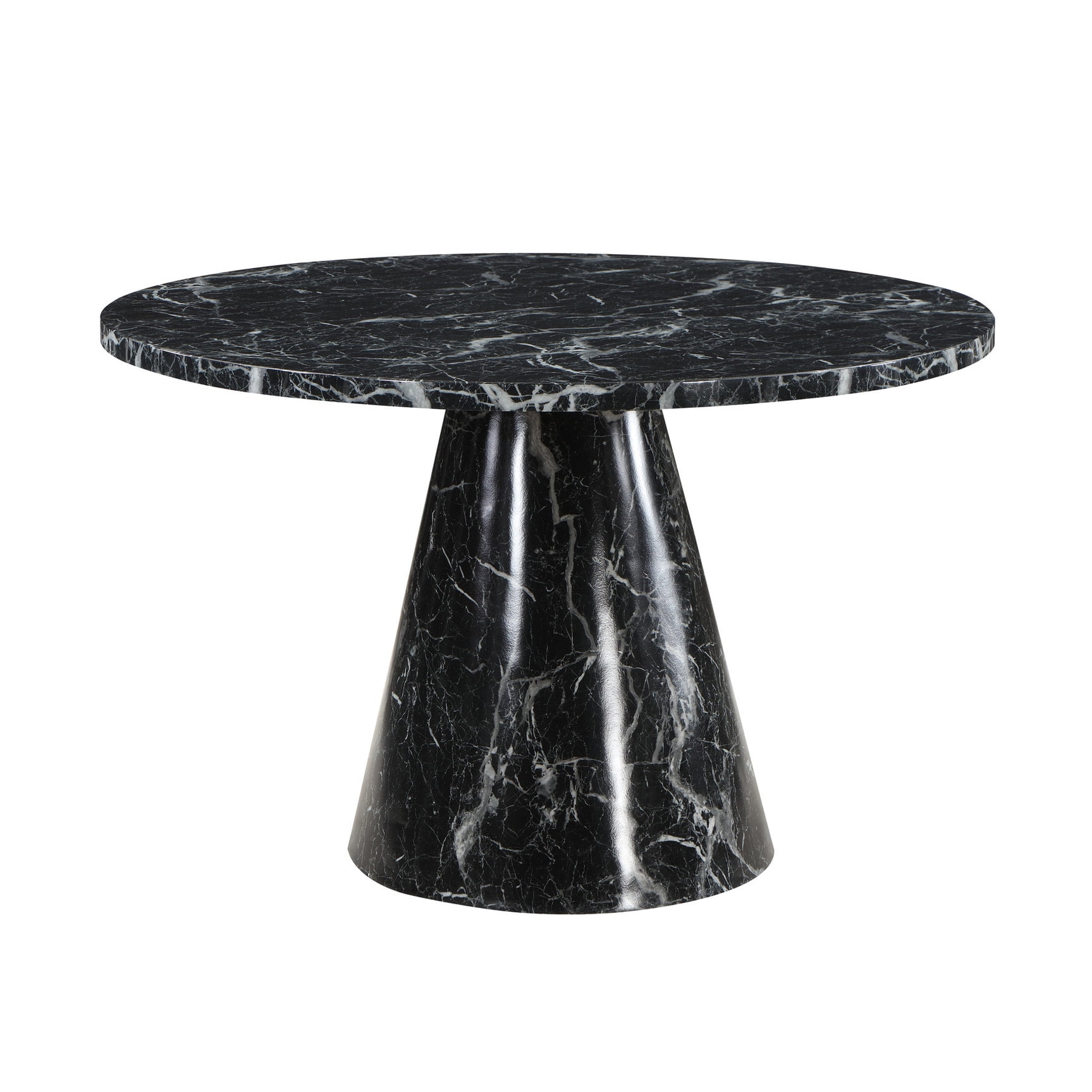 Round Fixed Table / Marble Paper Veneer, 158-lb Weight, Contemporary ...