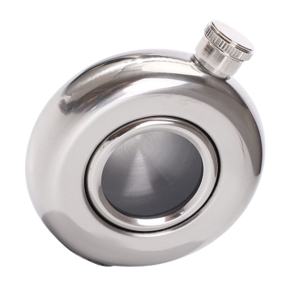 Round Flagon Red Wine Decanter Leak Proof Water Bottles Travel Silver ...