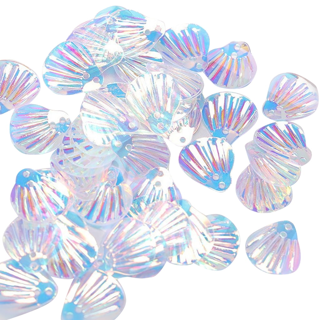 Round Flatback Face Gems Sparkling Resin Seashells Mini Glittering ...