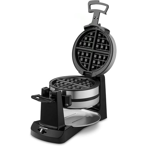 Round Flip Belgian Waffle Maker, Black/Silver, 1 inch thick - Walmart.com