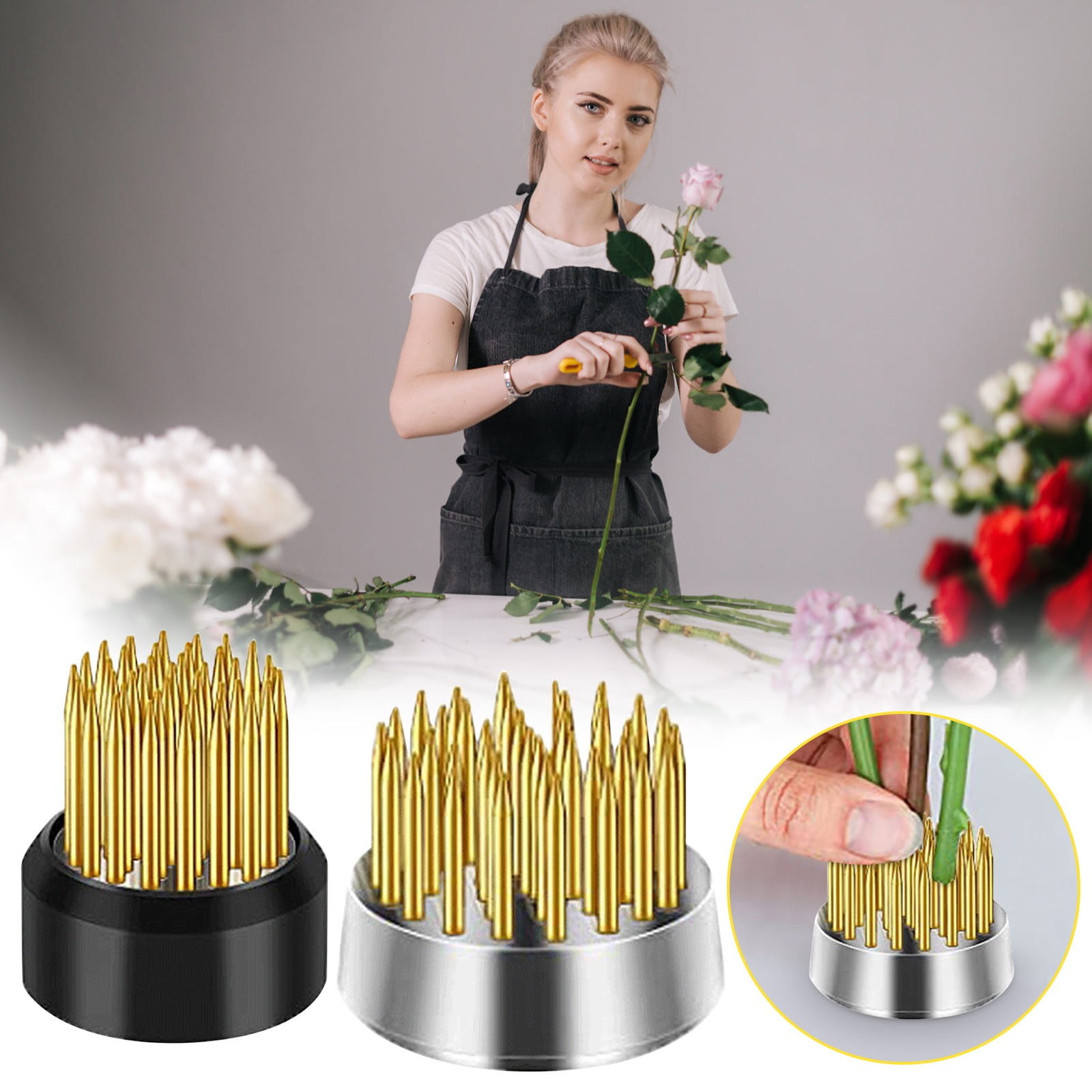 Round Floral Arranger, Japanese Style Pin Tool, Fixed Clamps, Stainless ...