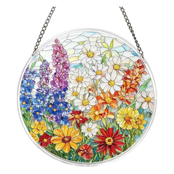 Round Floral Suncatcher Acrylic Puzzles Window Hanging, Wind Chime ...