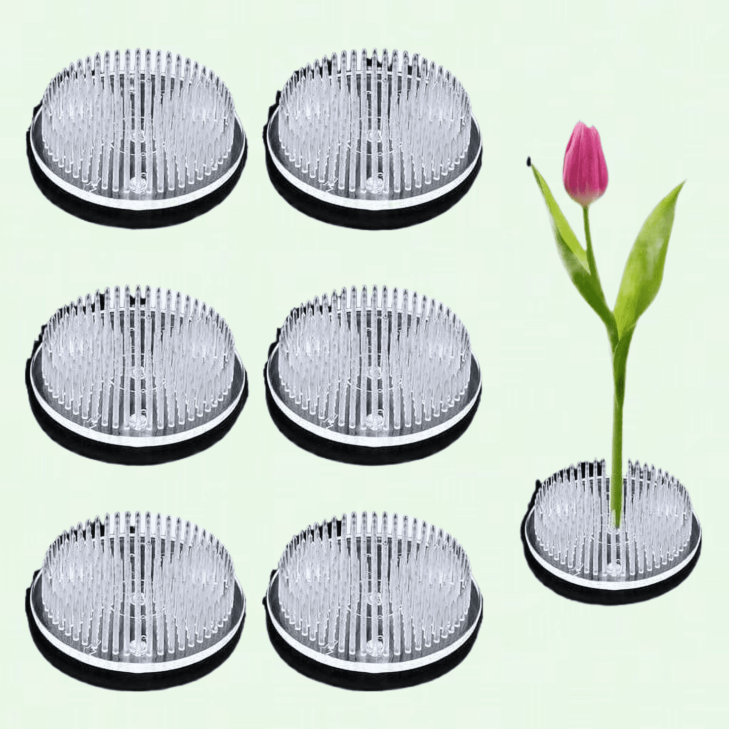 Round Flower Frog Set of 6, Plastic Flower Arranger Pin Holder for ...