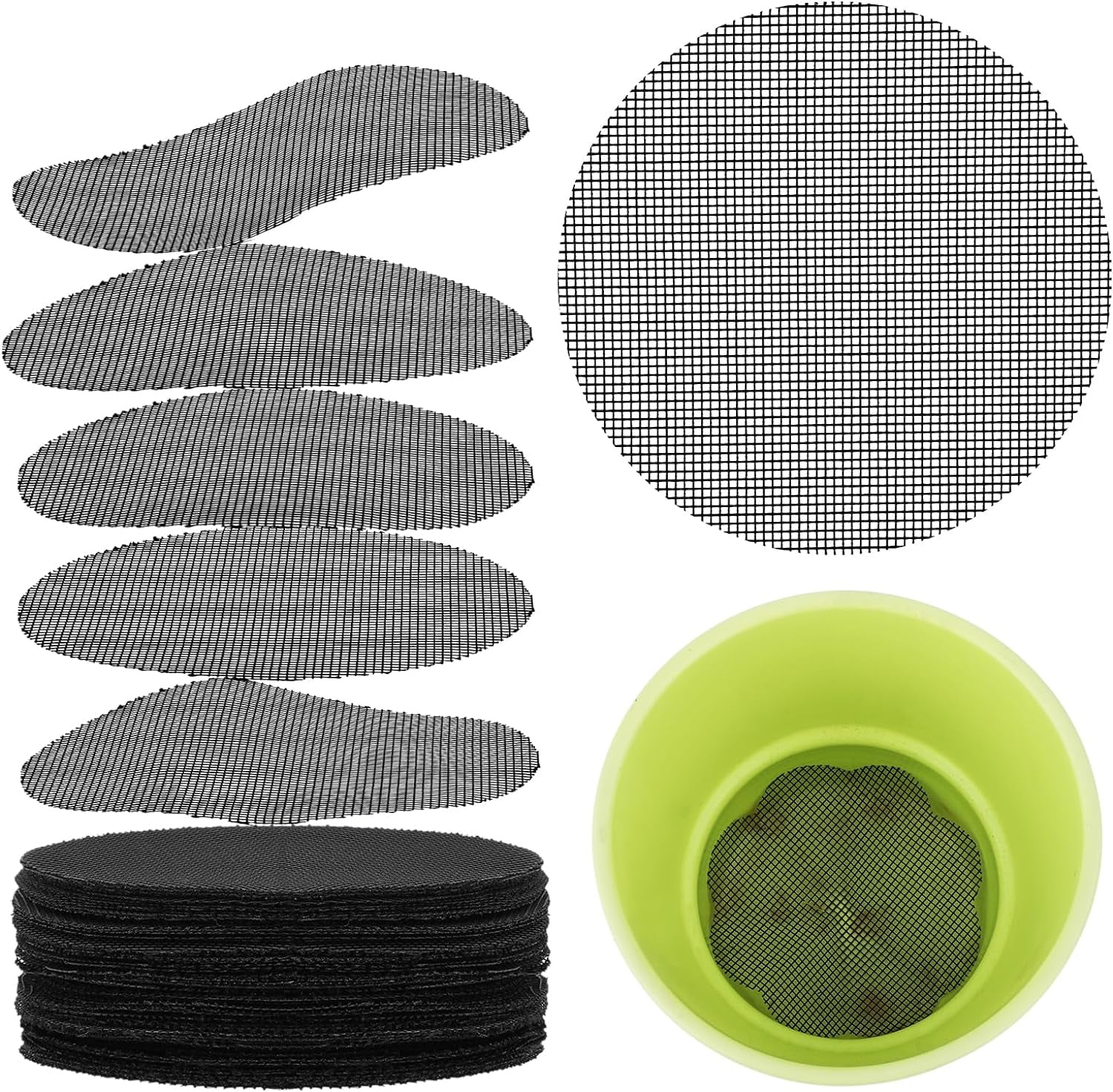 Round Flower Pot Hole Mesh Pad, Soft Bonsai Pots Bottom Grid Mat Mesh ...